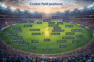 Cricket Field Positions Explained with Stadium Diagram